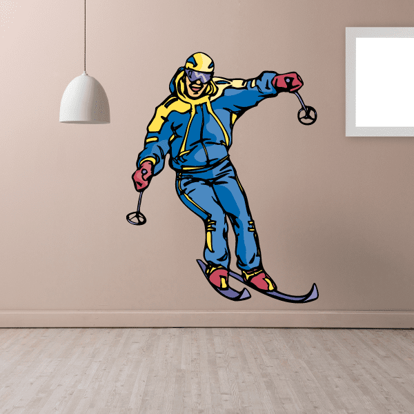 Skiing Wall Decal - Vinyl Sticker - Car Sticker - Die Cut Sticker ...