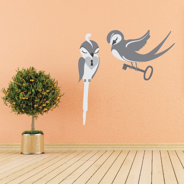 Swallow Lock and Key Sticker