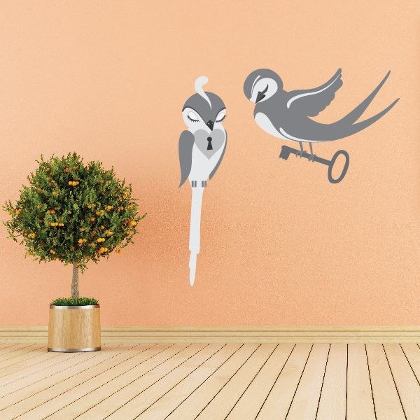 Swallow Lock and Key Sticker