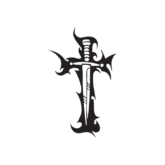 Tribal Cross with Sword Decal