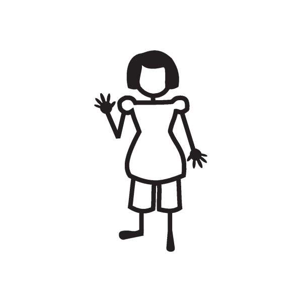 Waving Girl in Dress Decal