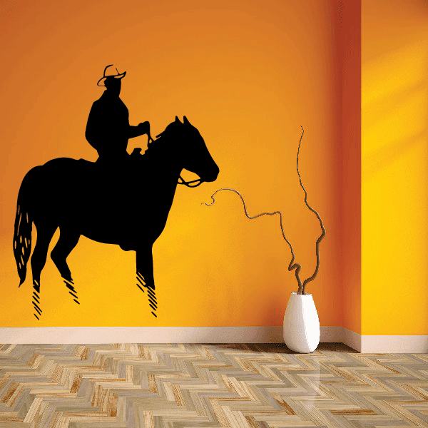 Western Riding Cowboy on Horse Decal