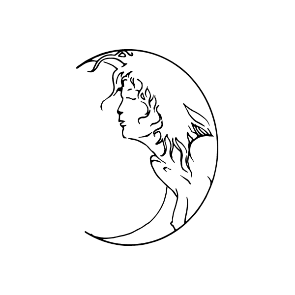 Woman Face in Moon Decal