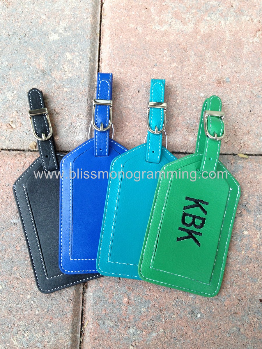 Monogrammed Leather Luggage Tag