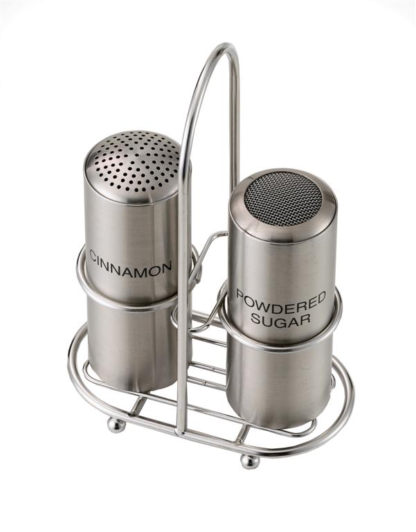 Cinnamon & Powdered Sugar Shakers with Rack