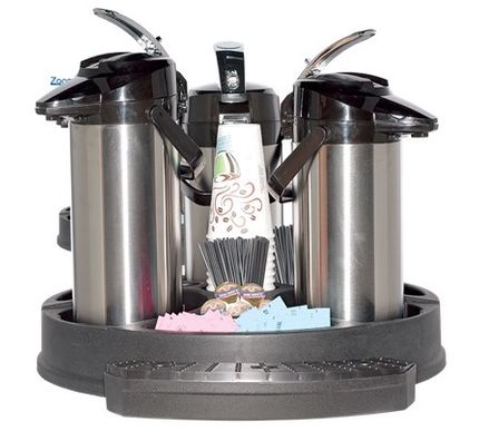 Triple Airpot Rotating Plastic Carousel with Three Condiment Trays and ...