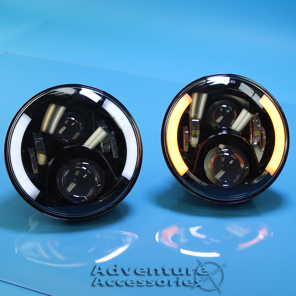 HUMMER H1 LED HEADLIGHTS WITH WHITE SPLIT HALO, AMBER TURN SIGNALS AND ...