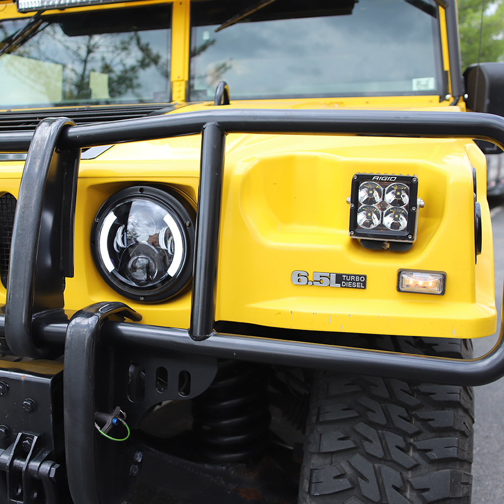 HUMMER H1 LED HEADLIGHTS WITH WHITE SPLIT HALO, AMBER TURN SIGNALS AND ...
