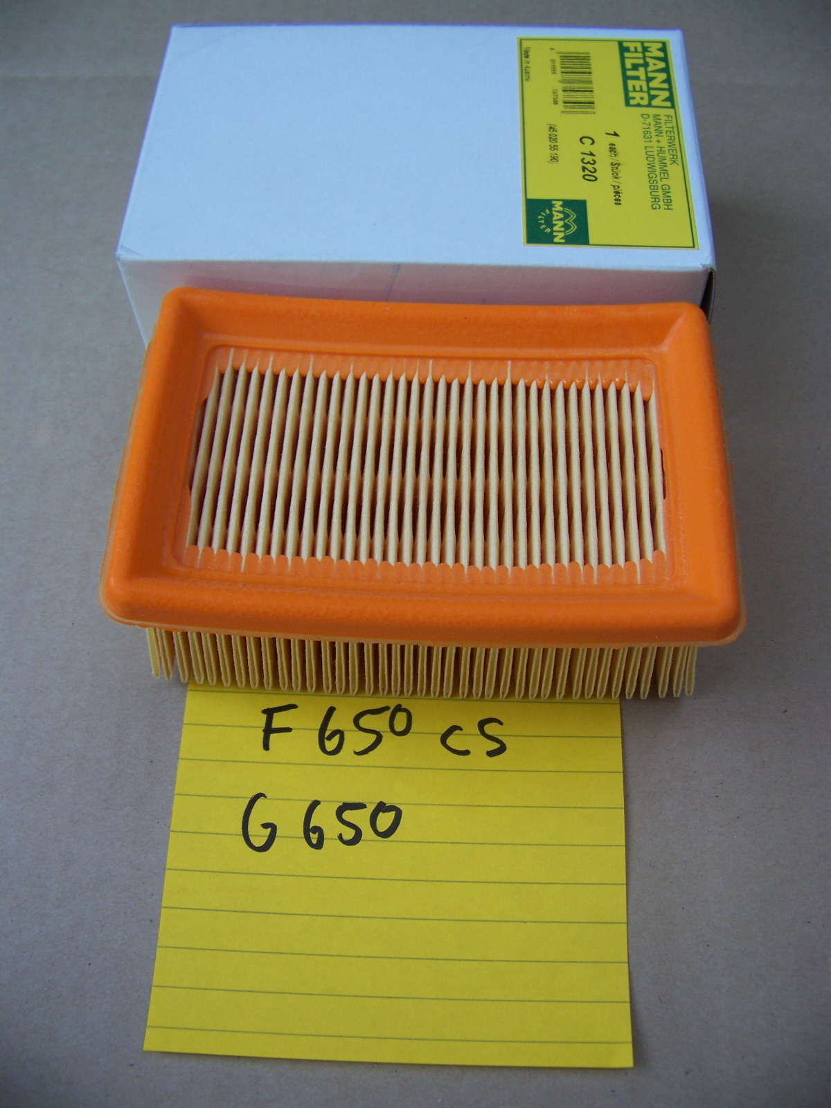 F650CS, G650 X-Challenge, X-Country & X-Moto Mann (German) Air Filter,