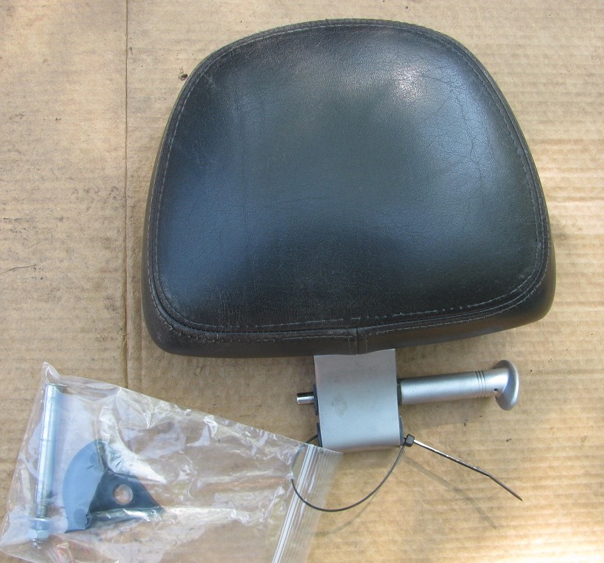 R1200C Complete Flip Up Backrest Assembly, Black Leather W/ Black Trim