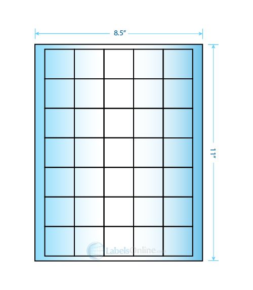 1.5" x 1.5" Laser & Inkjet Printable Label; 35 Up