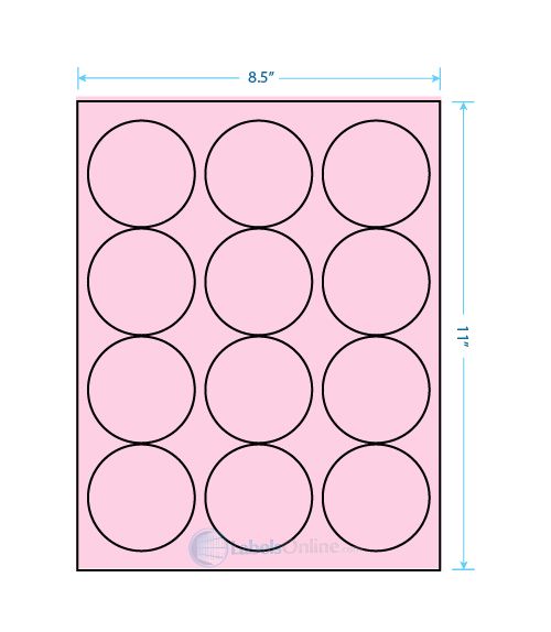 2.5" Circle Laser & Inkjet Printable Label; 12 Up