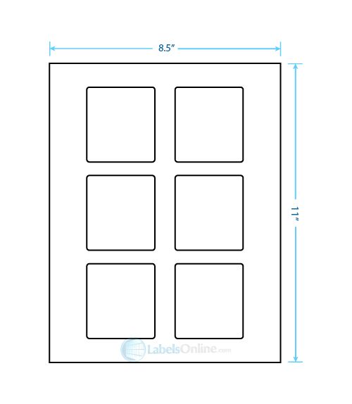 2.5" x 2.75" - 6 up; Standard White Matte (Laser / Inkjet)