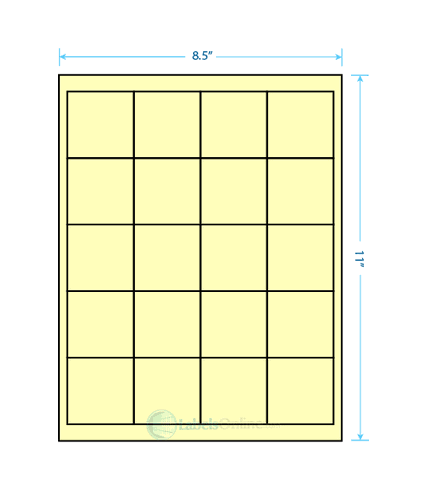 2" x 2" Laser & Inkjet Printable Label w/Template; 20 Up