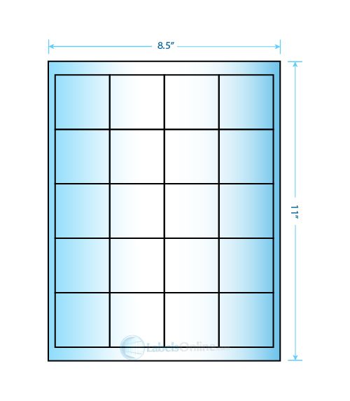 2" x 2" Laser & Inkjet Printable Label w/Template; 20 Up