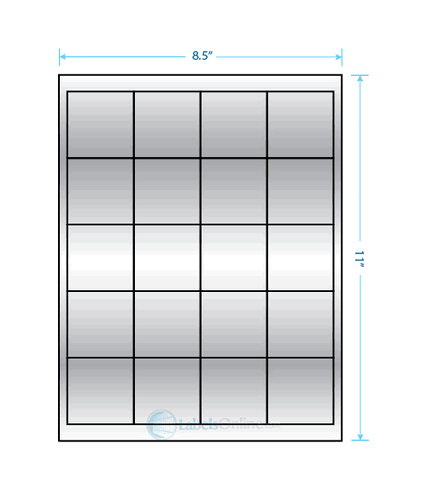 2" x 2" Laser & Inkjet Printable Label w/Template; 20 Up