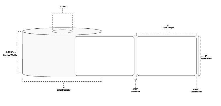 2" x 3" Floodcoated Direct Thermal Paper Label (500/Roll)