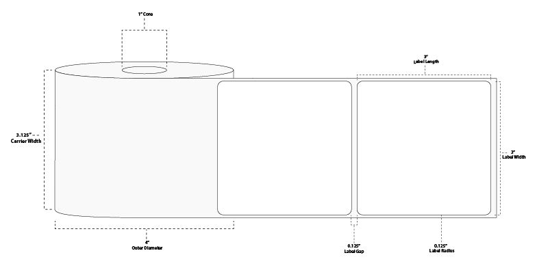 3" x 3" Premium Direct Thermal Paper Label (500/Roll)