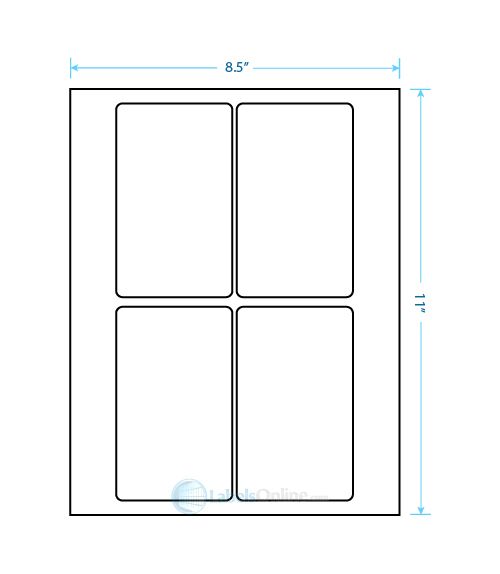 3" x 5" Laser & Inkjet Printable Label w/Template; 4 Up