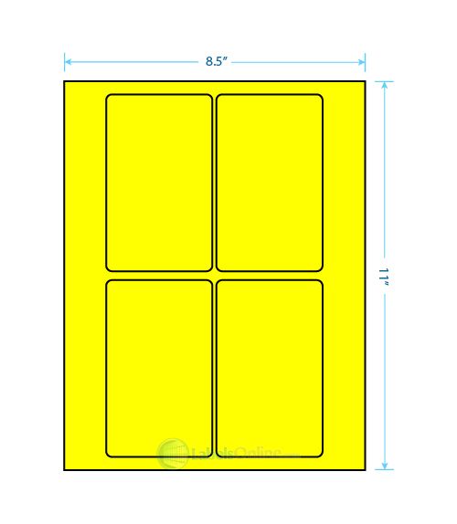 3" x 5" Laser & Inkjet Printable Label w/Template; 4 Up