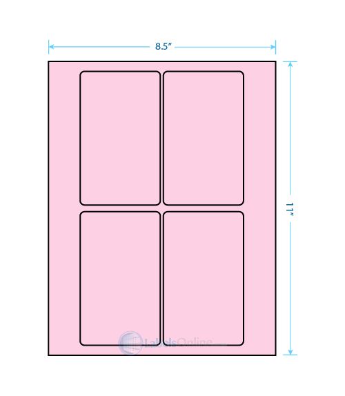 3" x 5" Laser & Inkjet Printable Label w/Template; 4 Up