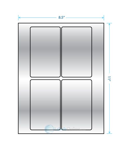 3" x 5" Laser & Inkjet Printable Label w/Template; 4 Up