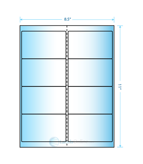 4" x 2.5" Laser & Inkjet Printable Label w/Template; 8 Up