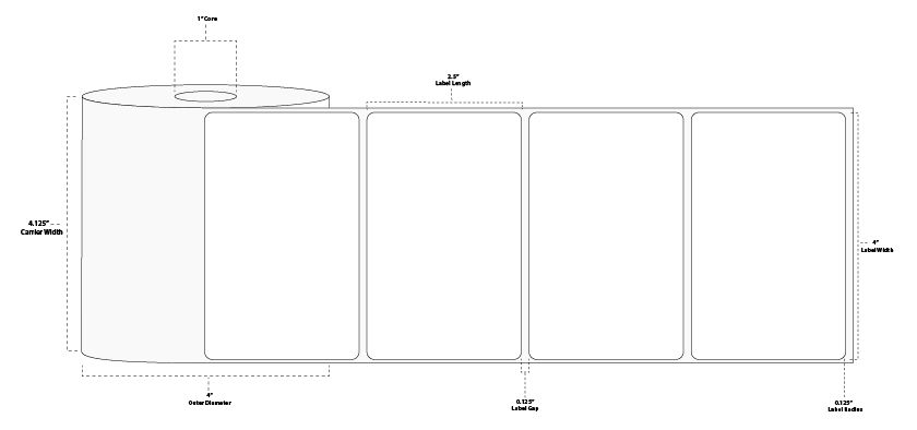 4" x 2.5" Premium Direct Thermal Paper Label (575/Roll)