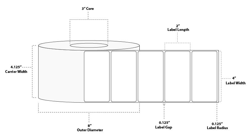 4" x 2" Premium Direct Thermal Paper Label (3000/Roll)