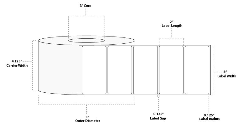 4" x 2" Standard Thermal Transfer Paper Label (3000/Roll)