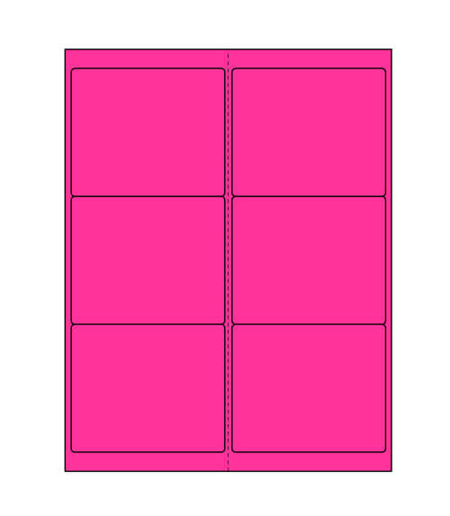4" x 3 1/3" Laser Labels; 6 up; Fluorescent Pink PMS 806