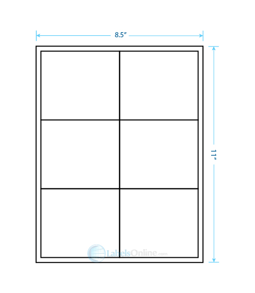 4" x 3.5" Laser & Inkjet Printable Label w/Template; 6 Up