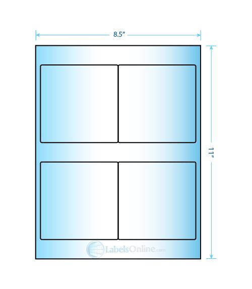 4" x 4" Laser & Inkjet Printable Label w/Template; 4 Up