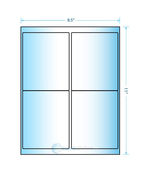 4" x 5" Laser & Inkjet Printable Label w/Template; 4 Up