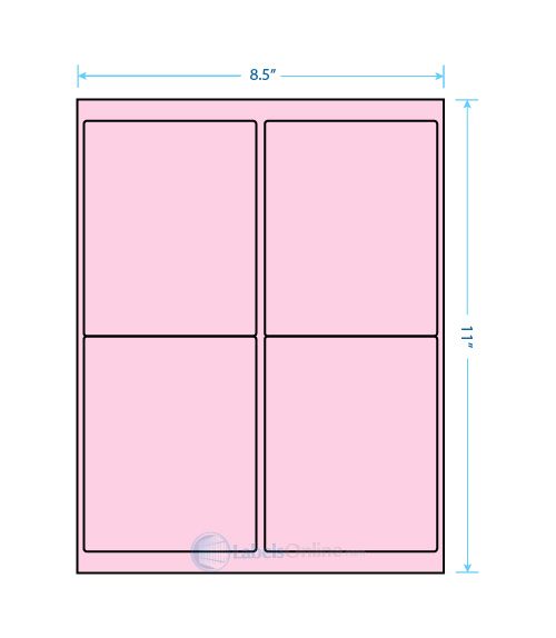 4" x 5" Laser & Inkjet Printable Label w/Template; 4 Up