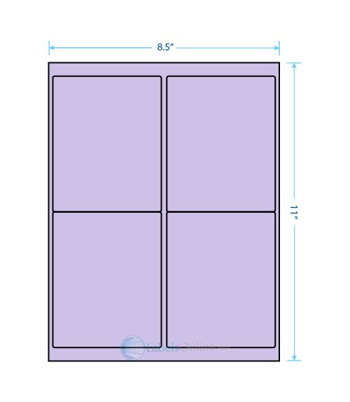 4" x 5" Laser & Inkjet Printable Label w/Template; 4 Up