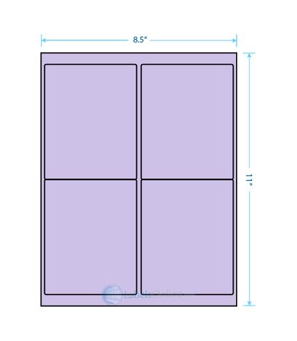 4" x 5" Laser & Inkjet Printable Label w/Template; 4 Up