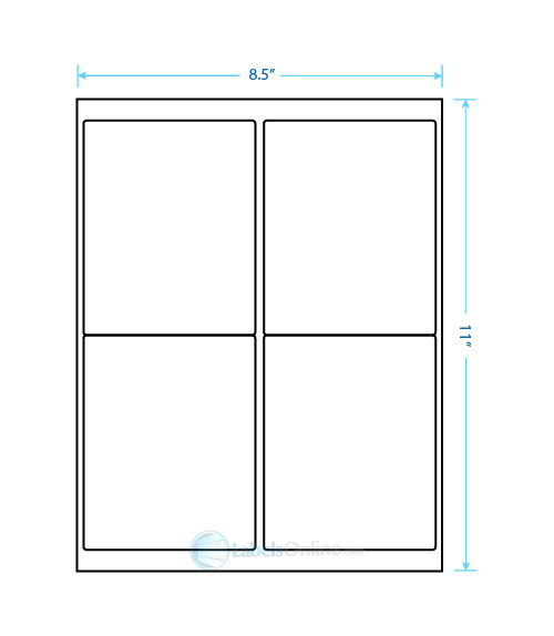 4" x 5" Laser & Inkjet Printable Label w/Template; 4 Up