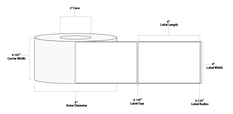 4" x 6" Floodcoated Direct Thermal Paper Label (1000/Roll)