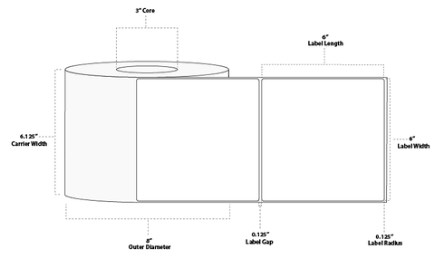 6" x 6" Premium Direct Thermal Paper Label (1000/Roll)