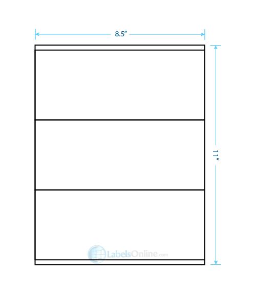 8.5" x 3.5" Laser & Inkjet Printable Label; 3 Up