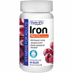 Yum-V's Complete, Chewable Iron with Vitamin C for Adults, Grape Flavor ...