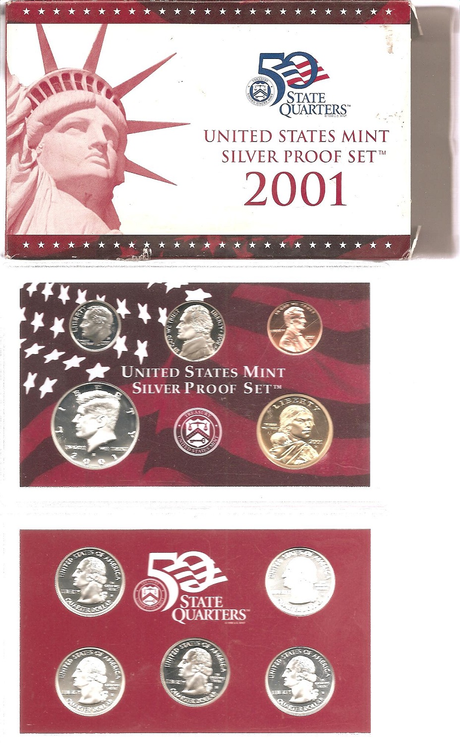 2001 US Mint Silver Proof Set Full 10 Coins