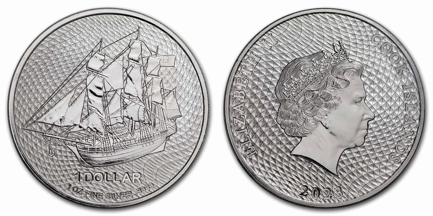 2023 Cook Islands $1 HMS Bounty .9999 fine Silver 1 Troy oz