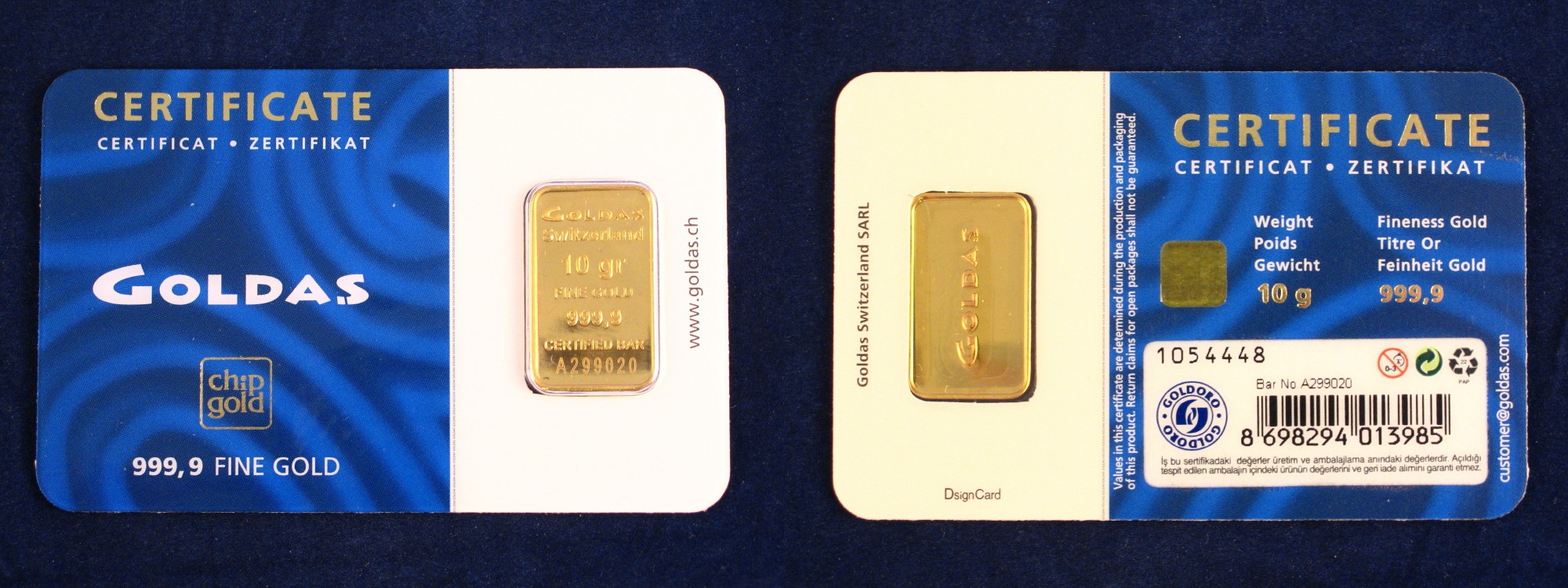 Goldas Chipgold Gold Ingot 10 gram
