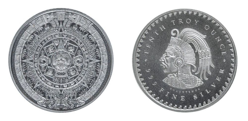 Golden State Mint Aztec Calendar Silver Round 1/10 Troy oz