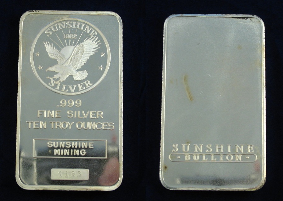 Sunshine Mining Silver Bar 10 Troy oz