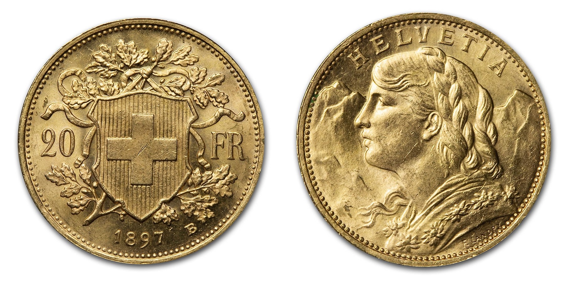 Swiss Vreneli Gold 20 Francs Unc