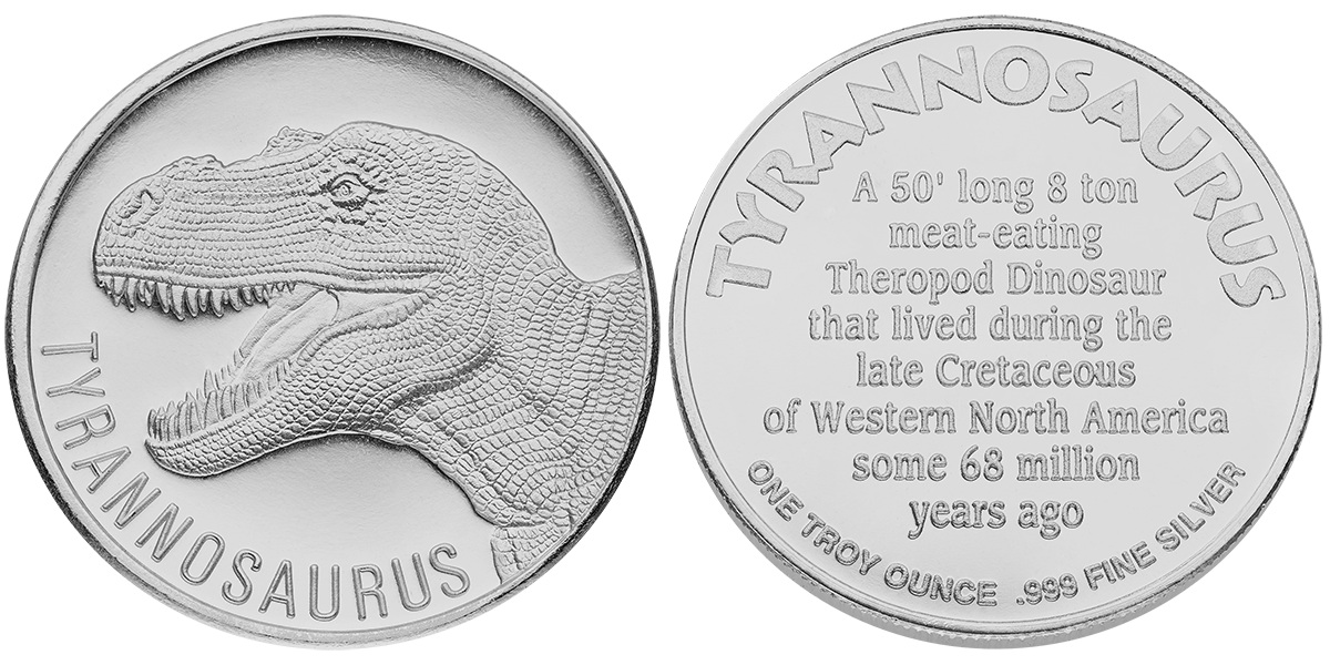 Tyrannosaurus Rex Silver Round 1 Troy oz