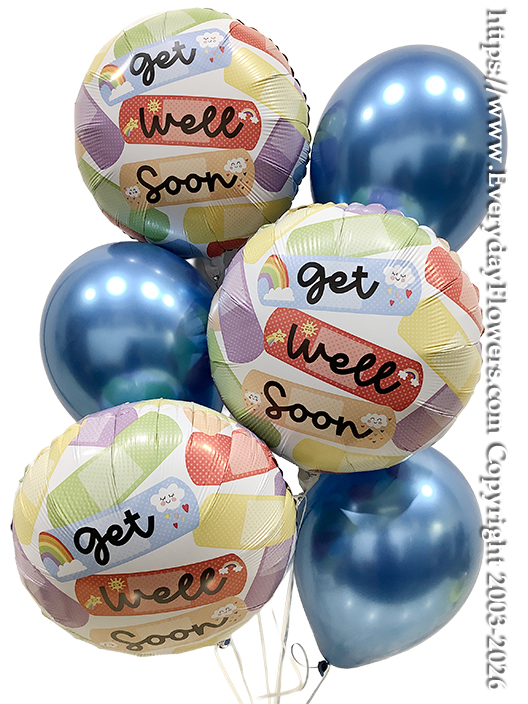 Cheerful Get Well Band Aids Balloon Bouquet - Delivery Orange County, CA